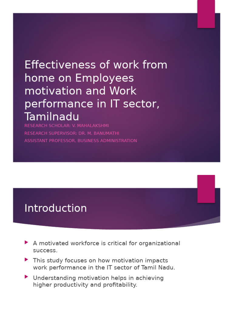 Work From Home Effectiveness | PDF | Motivation | Motivational