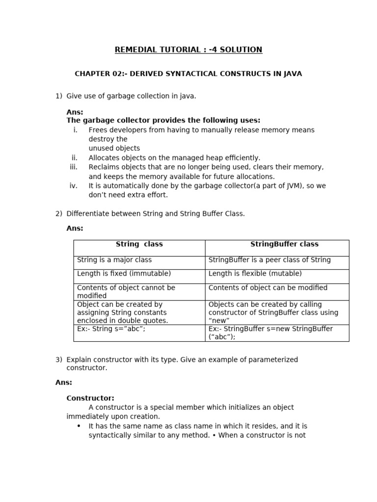 Remedial Tutorial 4 Solution | PDF | Constructor (Object Oriented Programming) | Programming