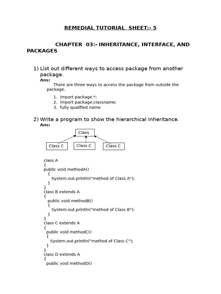Java Inheritance and Interface Tutorial | PDF | Java (Programming ...