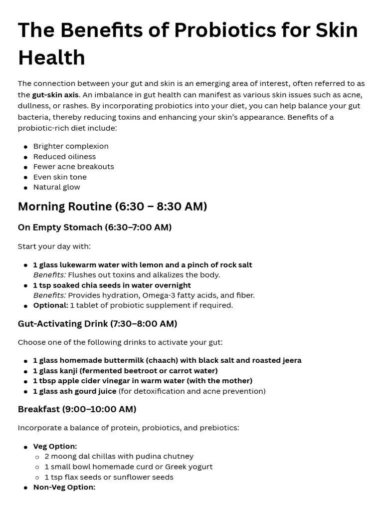 The Benefits of Probiotics for Skin Health | PDF | Pickling | Yogurt