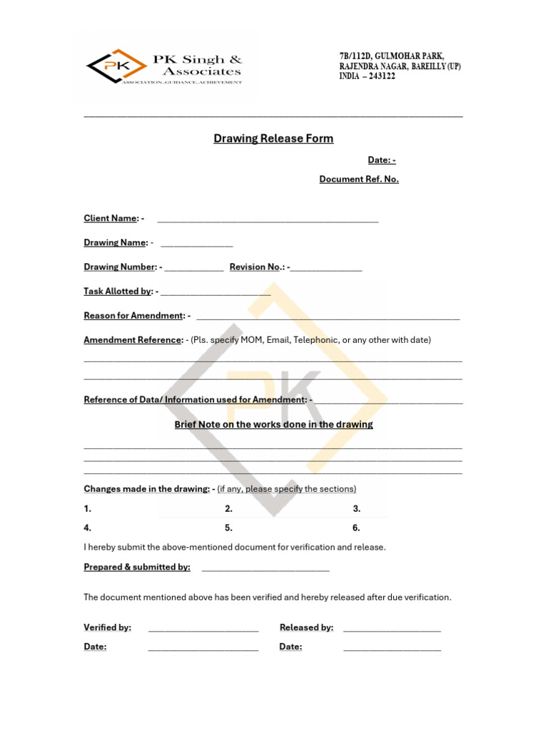Drawing Release Form Template | PDF