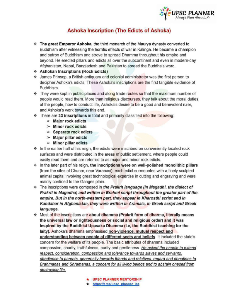 History Upsc Quick Response To Ashoka Type Question Asked Pyq | PDF