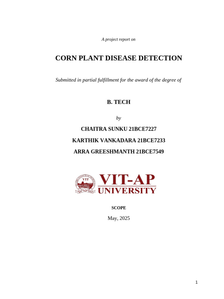 Corn Plant Disease Detection Report | PDF | Deep Learning | Computer Vision