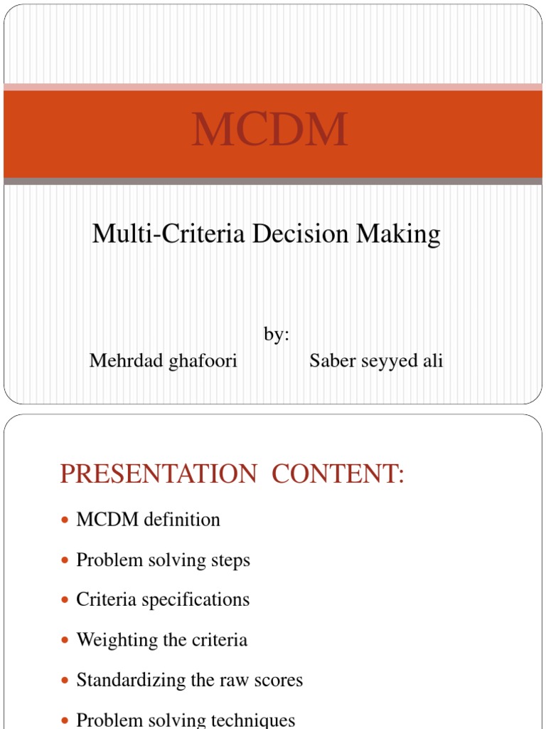 Multi-Criteria Decision Making | PDF | Applied Mathematics | Analysis