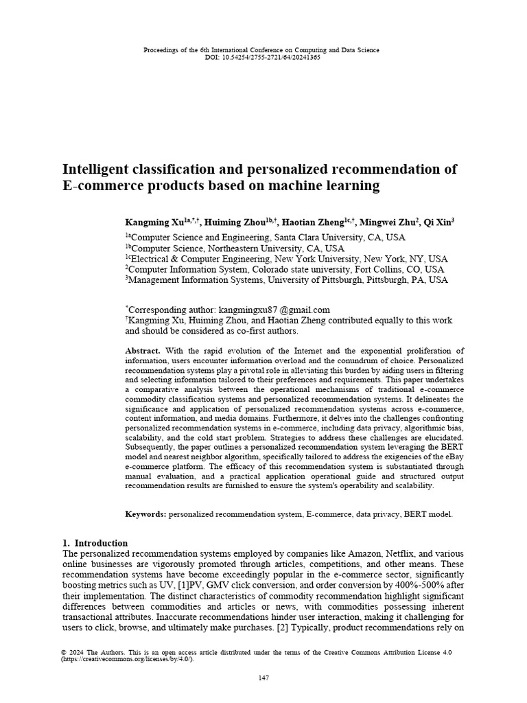Intelligent Classification And Personalized Recommendation Of E