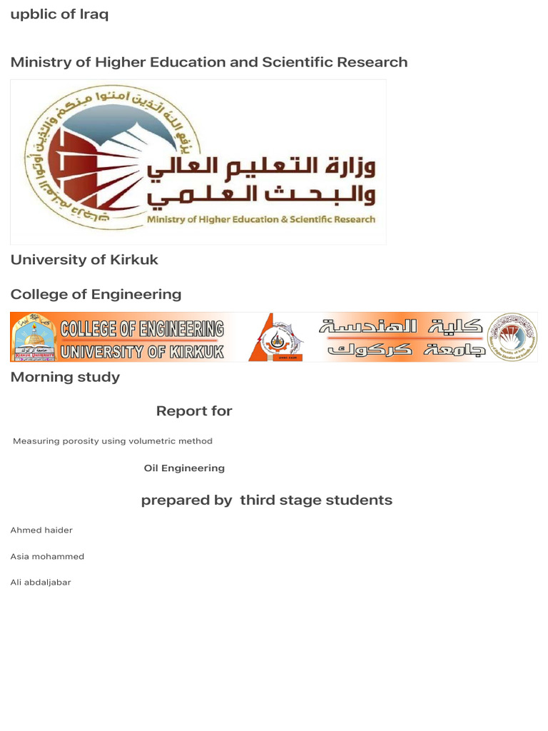 Measuring Porosity Using Volumetric Method | PDF