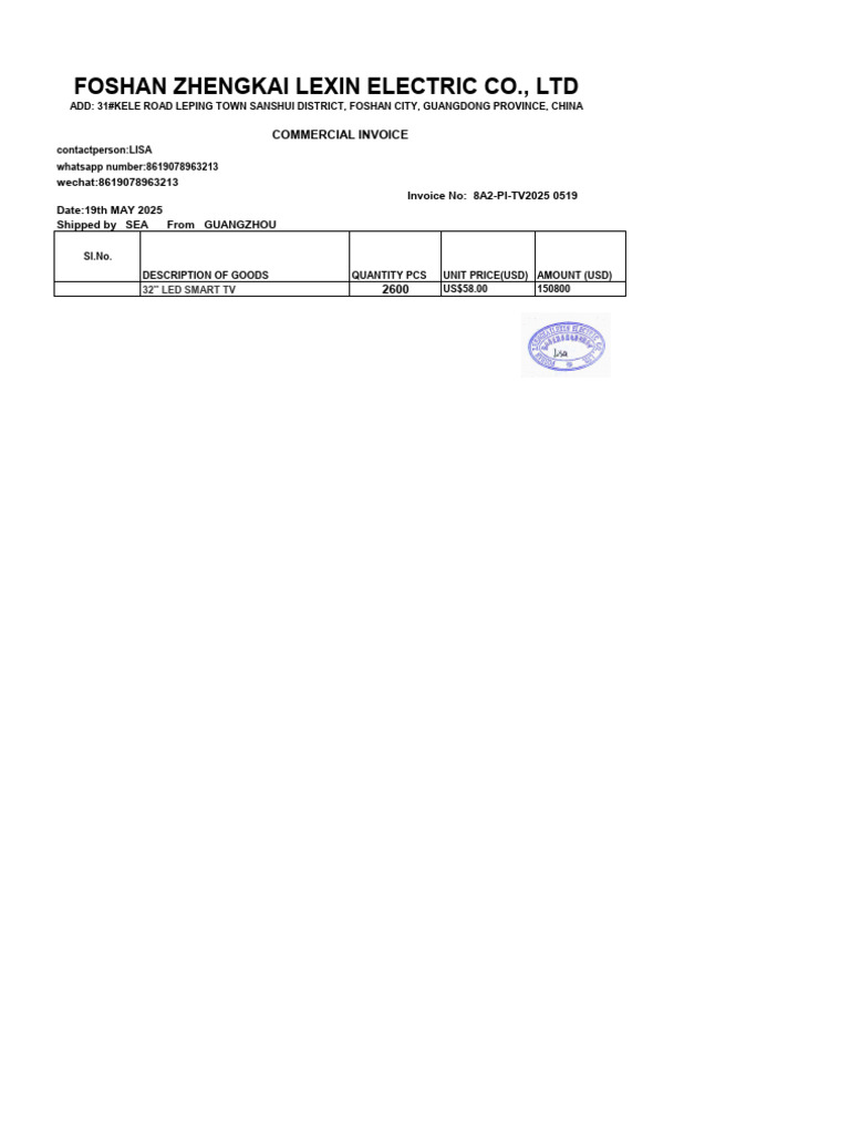 Invoice for 32" LED Smart TVs | PDF