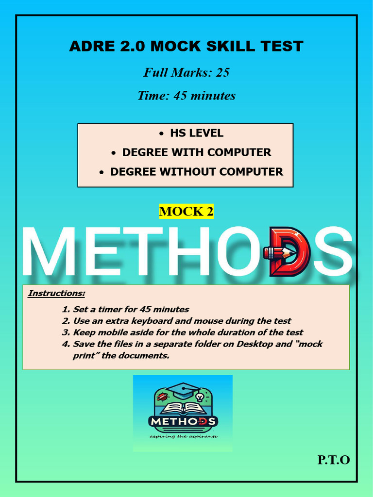 ADRE 2.0 Mock Skill Test 2 | PDF | Microsoft Word | Software