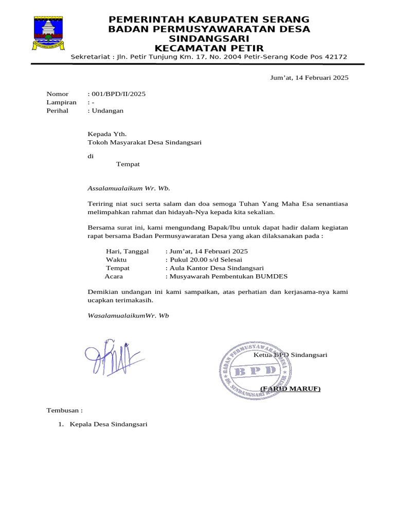 Surat Undangan BPD | PDF