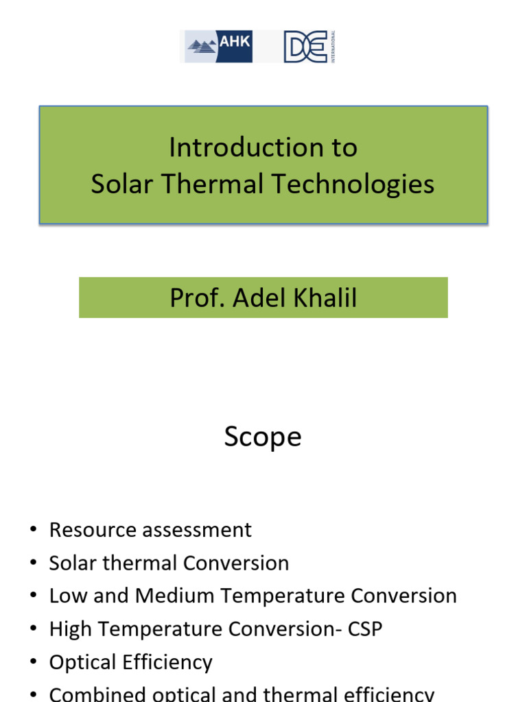 Solar Thermal Technologies Overview | PDF