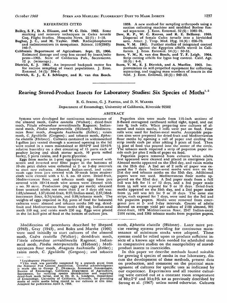 Rearing Stored-Product Insects For Laboratory Studies - Six Specis of ...