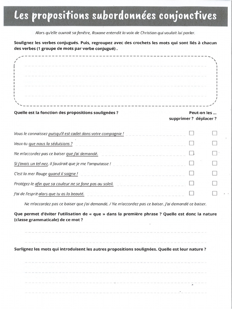La Proposition Subordonnée Conjonctive | PDF