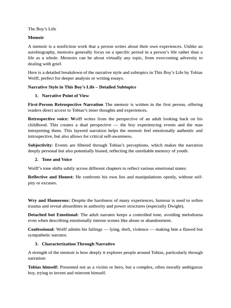 Analyzing "This Boy's Life" Memoir | PDF | Behavioural Sciences