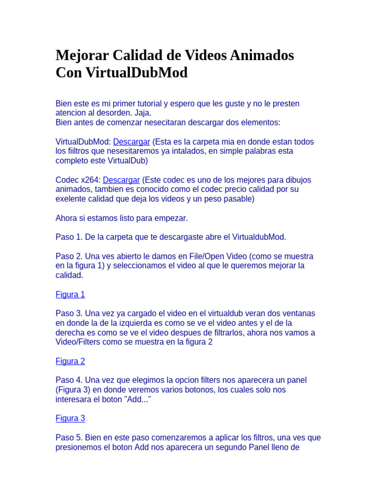 Mejorar Calidad de Videos Animados Con VirtualDubMod | PDF