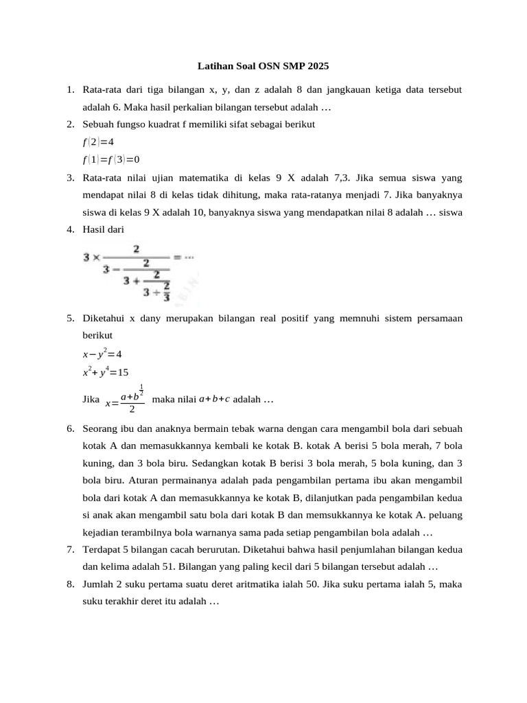 Latihan Soal OSN SMP 2025 | PDF