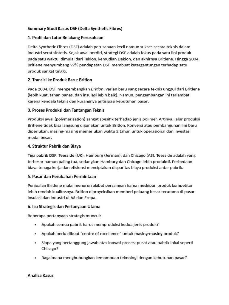 Summary Studi Kasus DSF | PDF