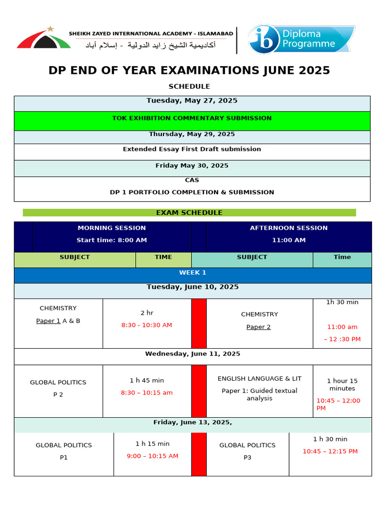 Final DP 1 EYA SCHEDULE 2025 | PDF