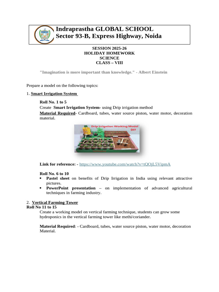 Class 8 Drip Irrigation Model Project | PDF