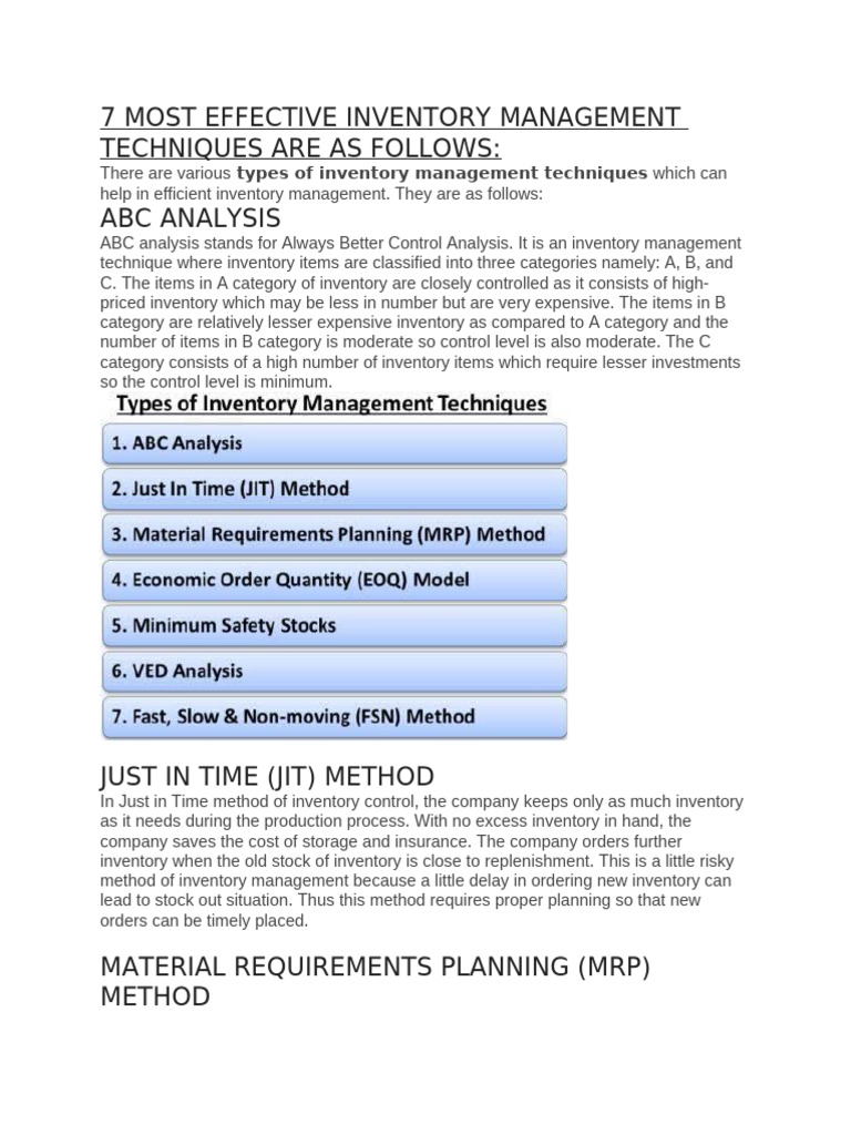 7 Most Effective Inventory | PDF | Inventory | Lean Manufacturing