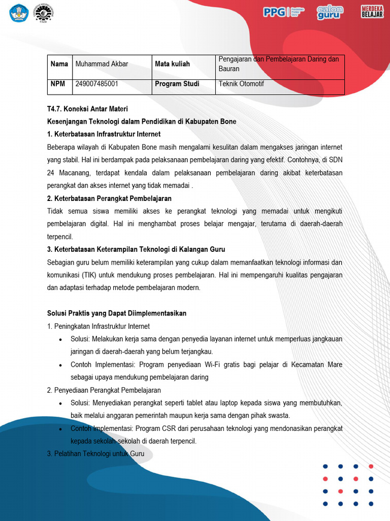 T4.7. Koneksi Antar Materi | PDF