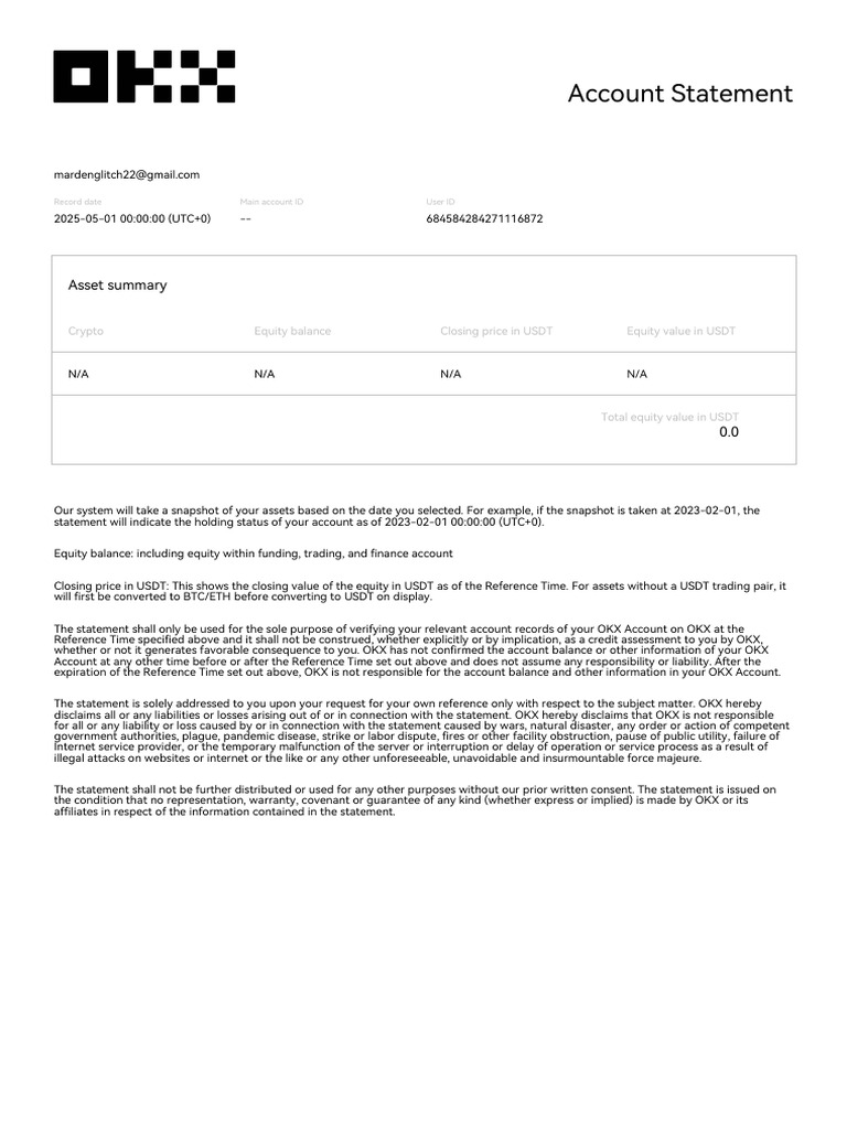 OKX Account Statement - Apr 2025 | PDF | Equity (Finance) | Business