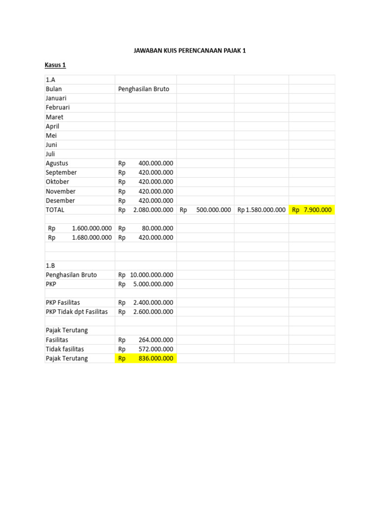Jawaban Kuis Perencanaan Pajak 1 | PDF