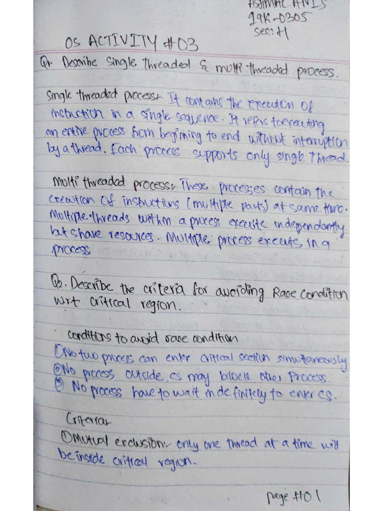 OS Class Activity 03 Spring'21 Solution | PDF