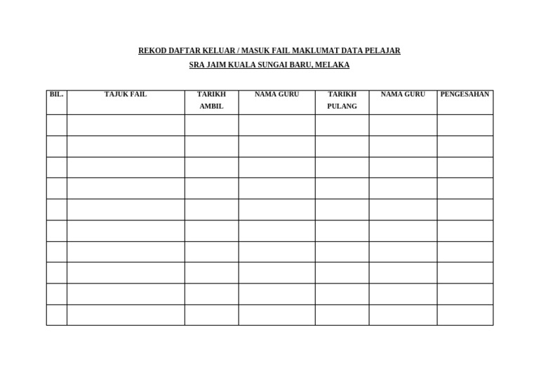 Rekod Daftar Fail Data | PDF