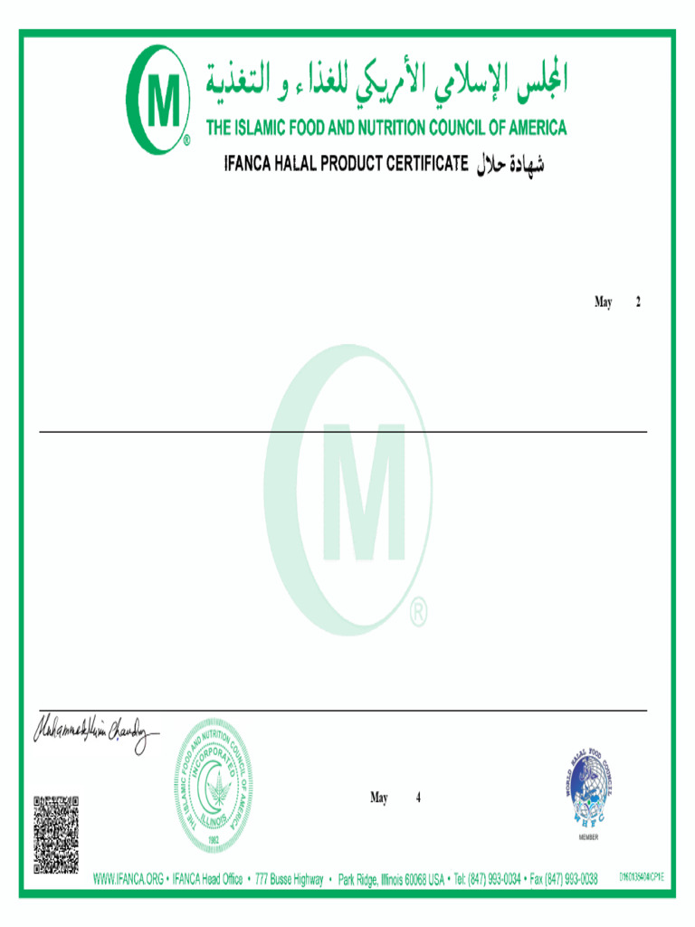 IFANCA Halal Certification for Phosphoric Acid | PDF