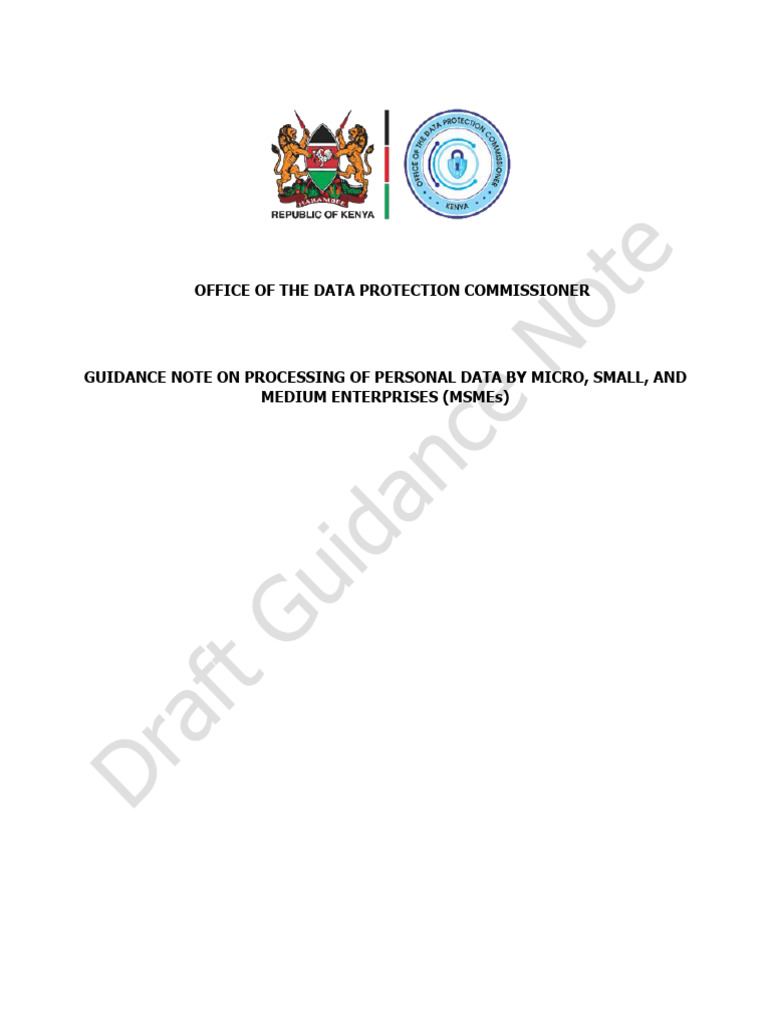 Draft 1 Guidance Note On Processing by MSMEs | PDF | Information Security | Privacy