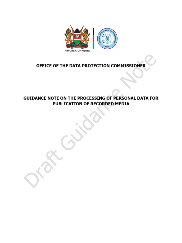 Draft 1 Guidance Note On Processing of Personal Data For Publication of ...