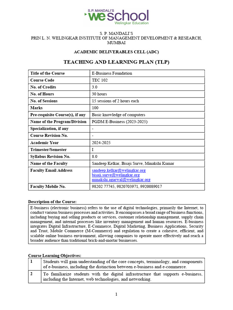 E-Business Foundation Course Overview | PDF | Internet & Web | World ...