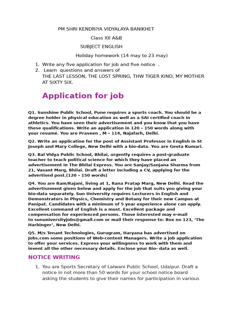 Notices and letter practice | PDF