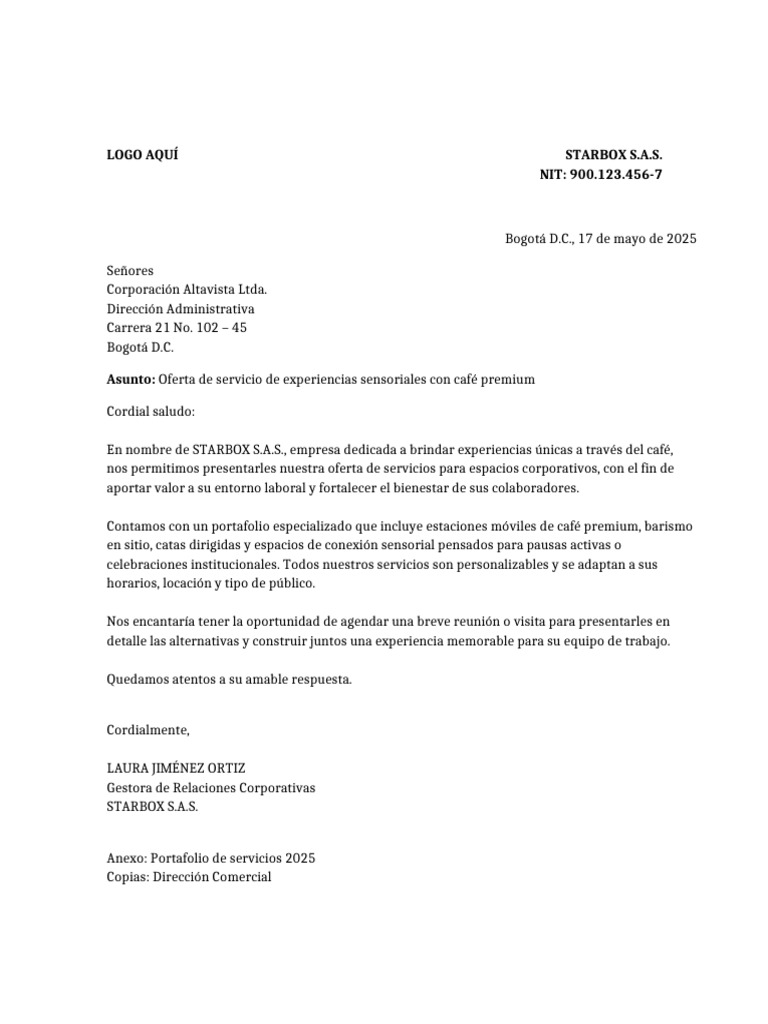 Carta Starbox Formato Listo | PDF