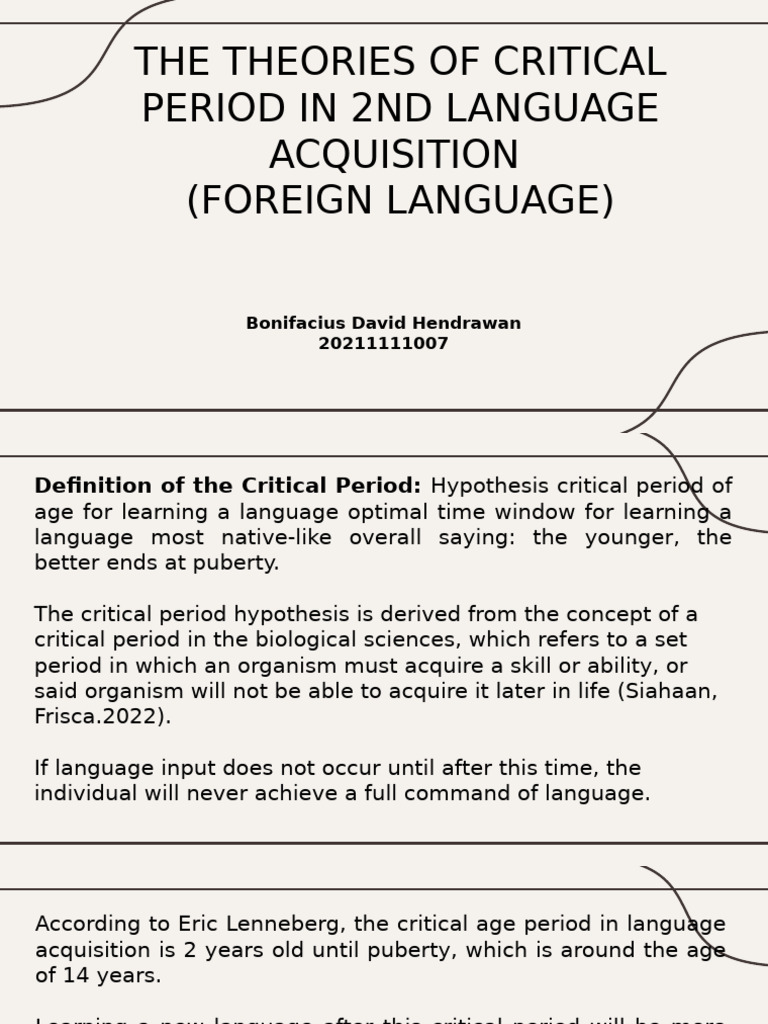 Critical Period Theory 2nd Language | PDF | Second Language | Cognition