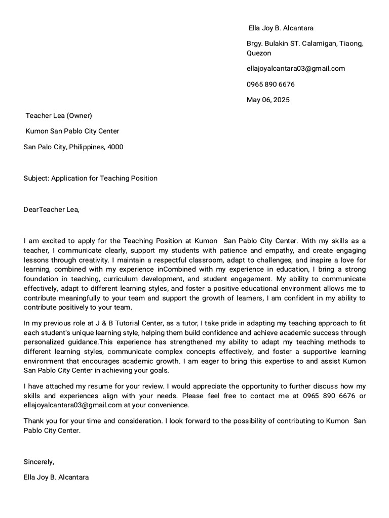 Application Letter | PDF