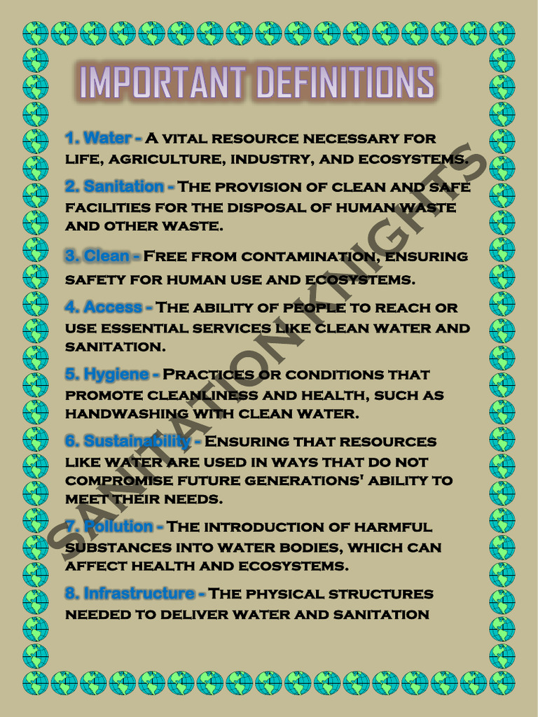 Sanitation Knights Important Definations Sdg-6 Clean Water and Sanitation | PDF