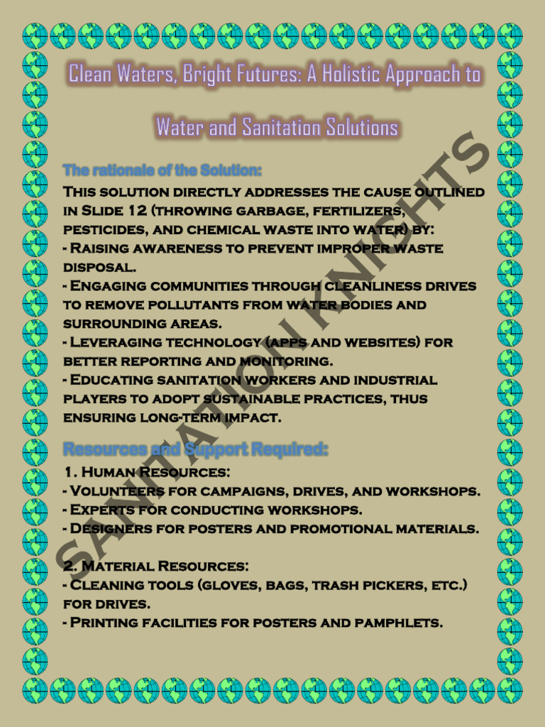 SANITATION KNIGHTS SUGGESTED SOLUTIONS SDG-6 CLEAN WATER AND SANITATION ...