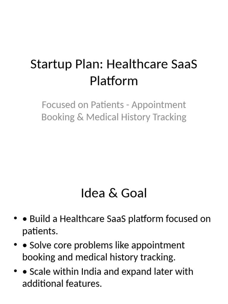 Healthcare SaaS Startup Plan | PDF
