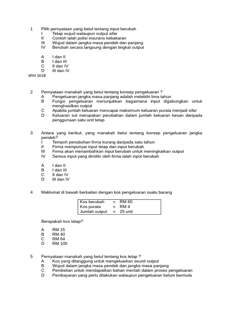 Bab 4 SPM Ekonomi | PDF