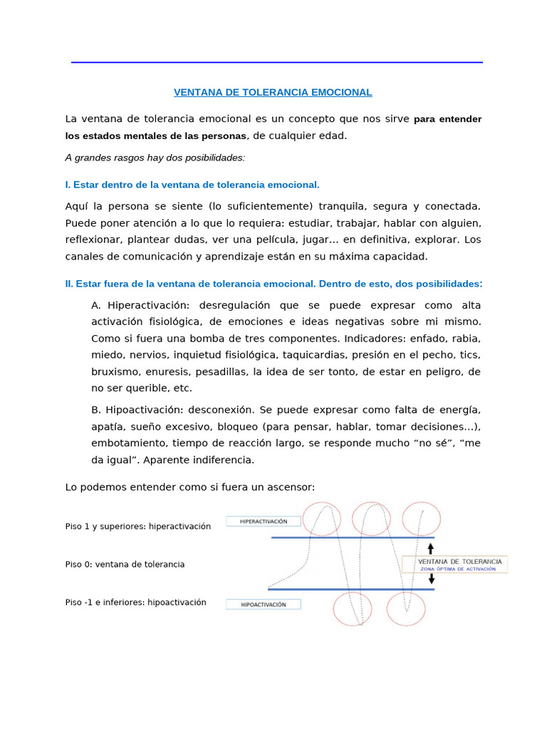 Ventana de Tolerancia | PDF | Adultos | Las emociones
