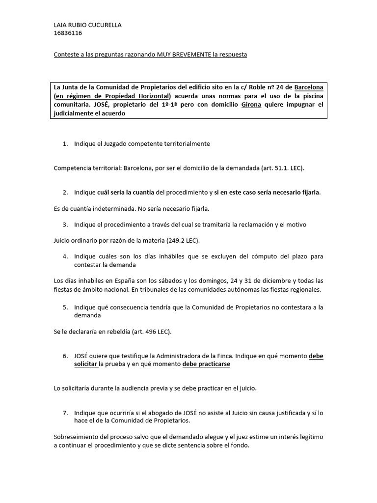 Prueba Evaluable 3 Def | PDF | Divorcio | Subasta