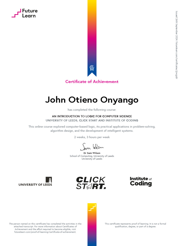Logic for Computer Science Certificate | PDF | Logic | Critical Thinking