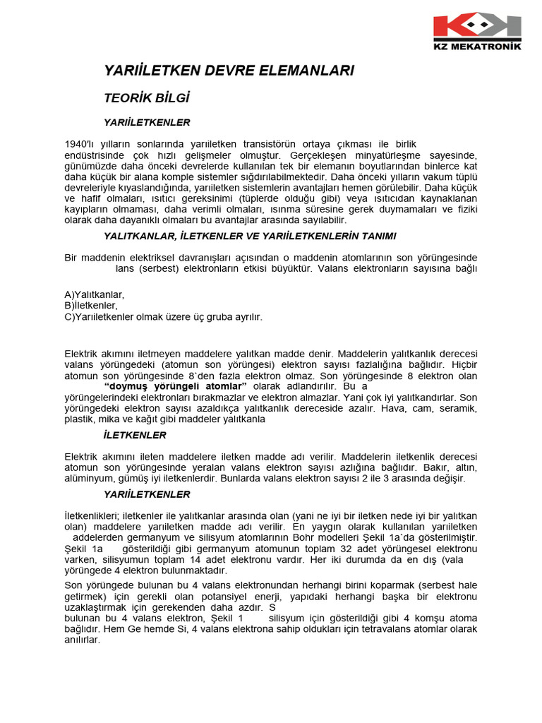 Temel Elektronik Lab. Deney Föyü 1 | PDF