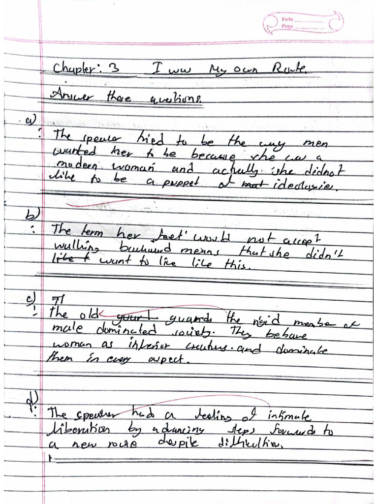 I Was My Own Route English Notes | PDF