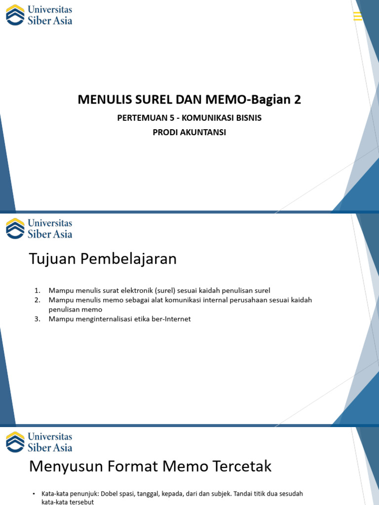 Pertemuan 6 - Komunikasi Bisnis - Menulis Surel Dan Memo Part 2 | PDF