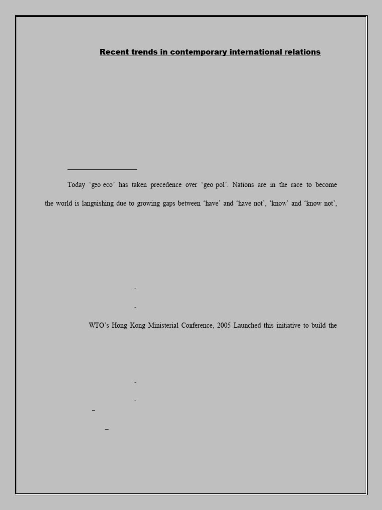 Trends in Contemporary International Relations | PDF | Human Rights ...