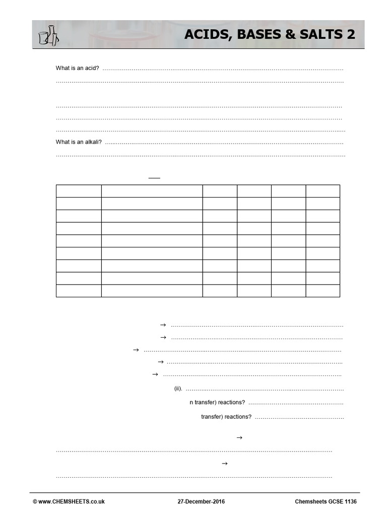 ALL - Chemsheets GCSE 1136 (Acids, Bases and Salts 2) | PDF | Materials ...