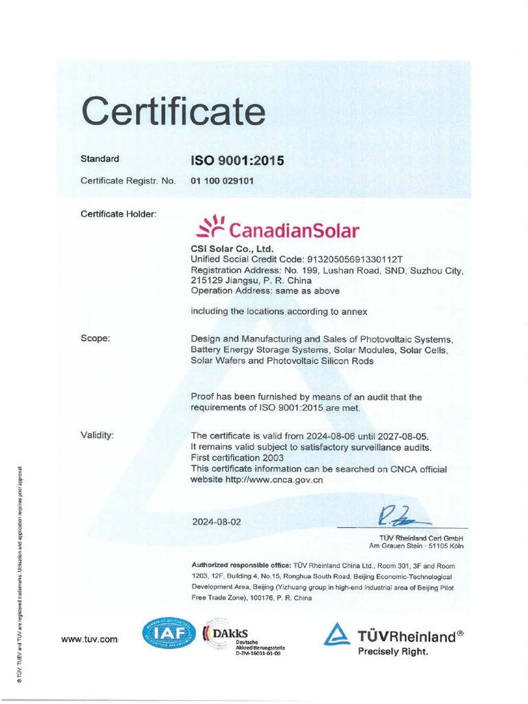 ISO 9001 - 2015 Main Certificate - 2024 2027 | PDF