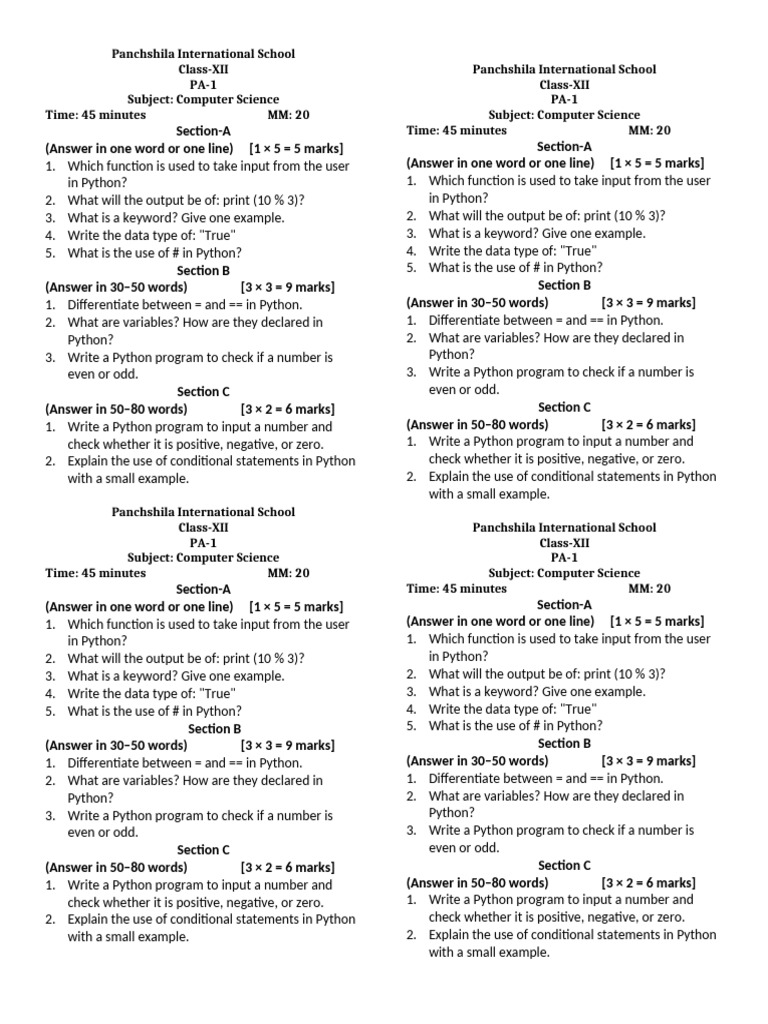 class-XII Computer Science | PDF | Reserved Word | Python (Programming Language)